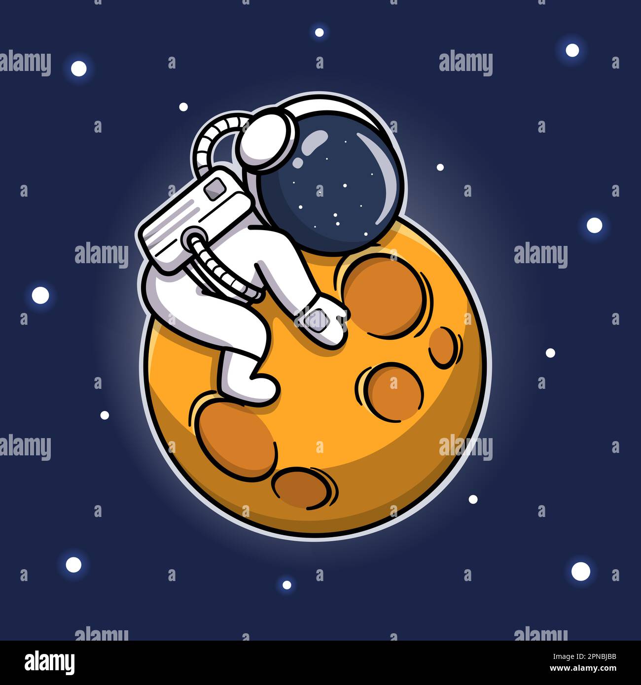 Cute Astronaut Hugging The Moon Stock Vector Image & Art - Alamy