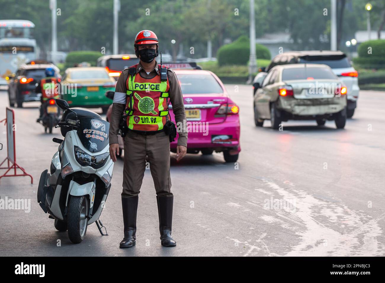 Bangkok, Thailand - April 15, 2023: Police officer on the streets of ...