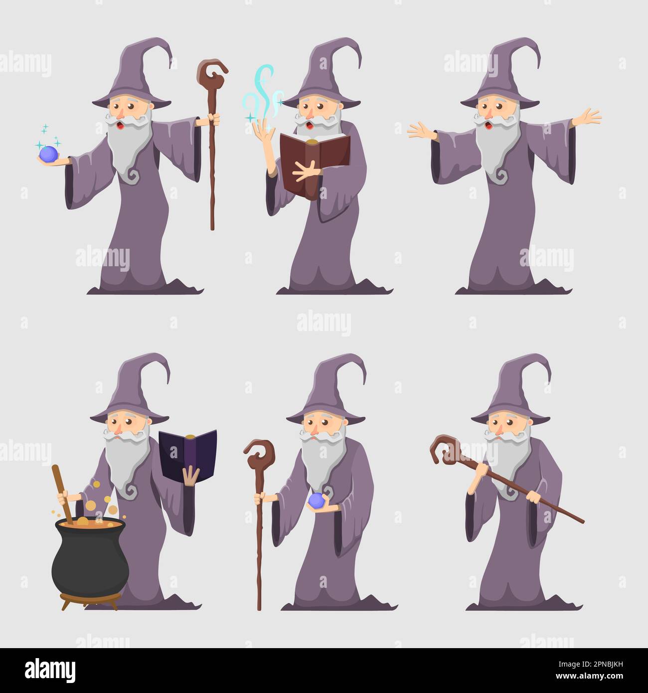 Cartoon Old Wizard Magician Set Stock Vector Image & Art - Alamy