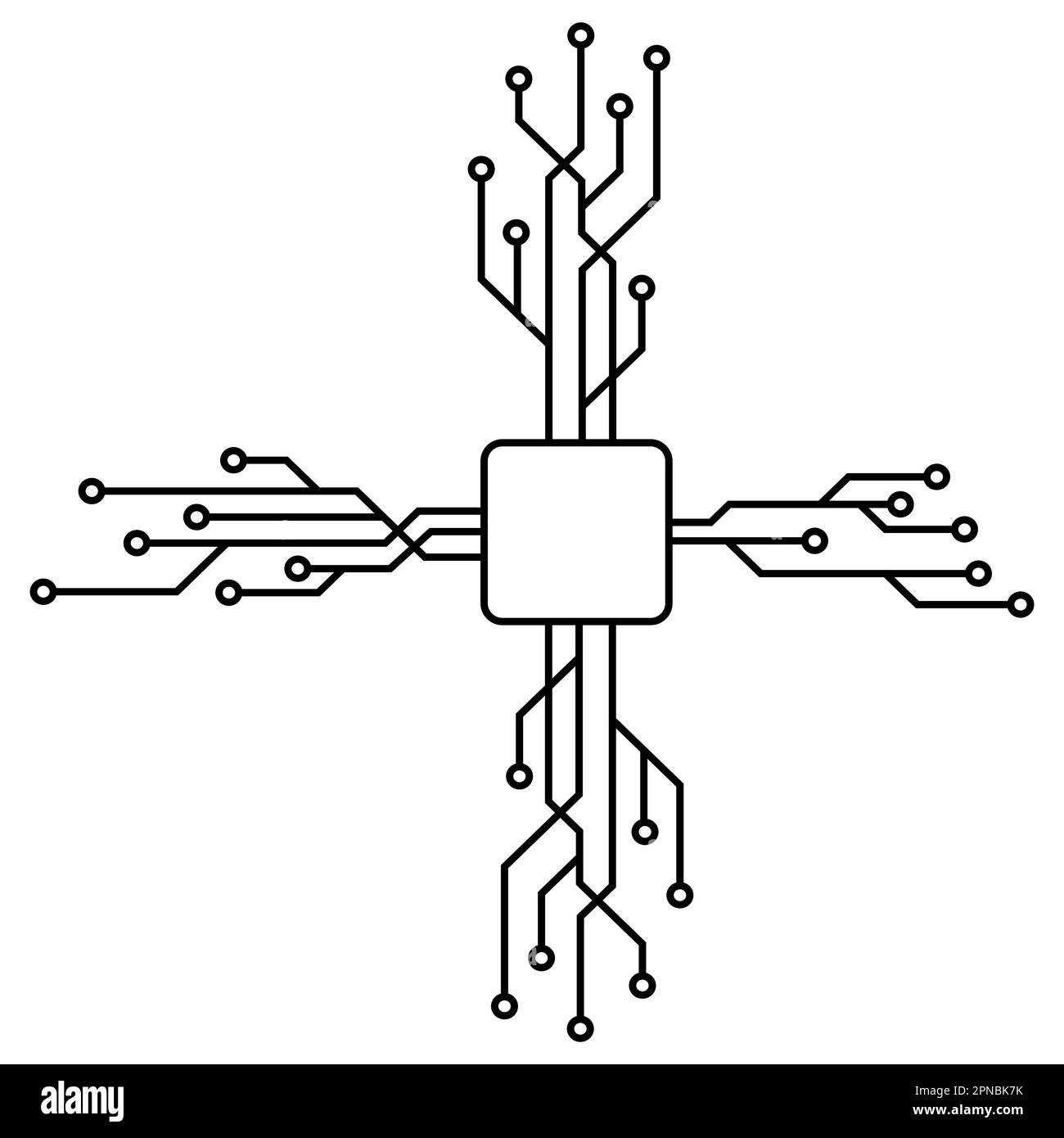 Silhouette of simple schematic chip or component for microcircuits ...