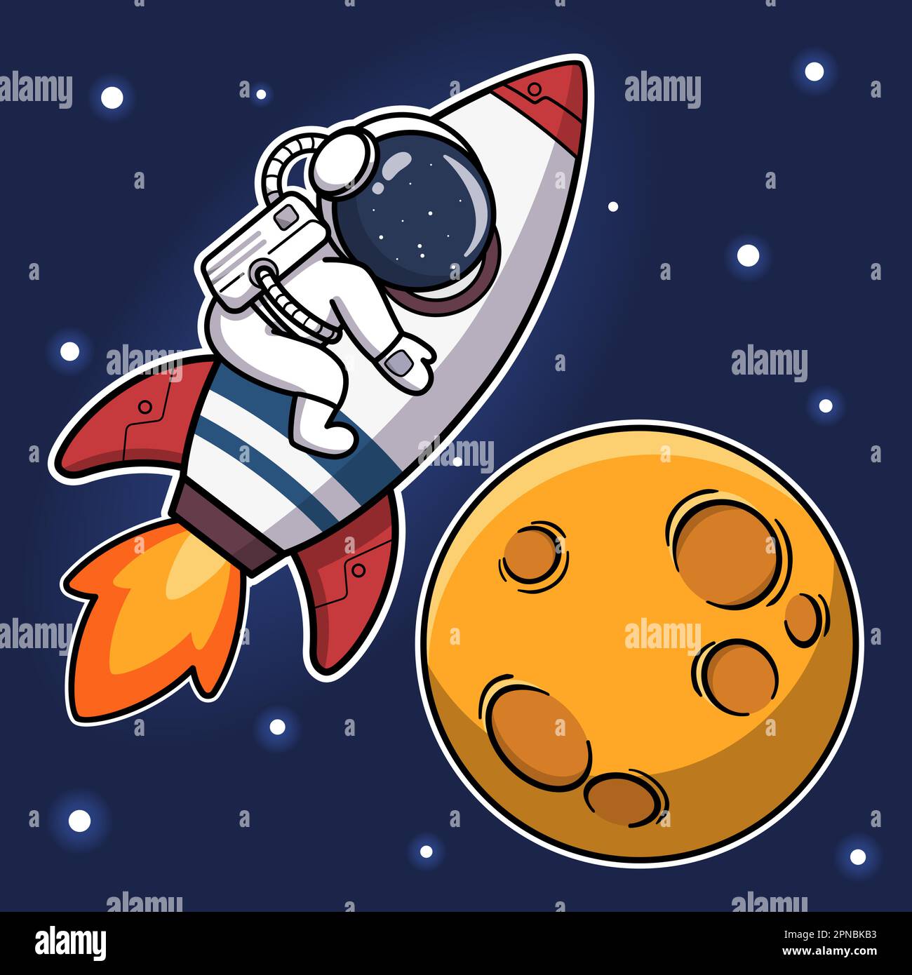Cute Astonaut Hugging Rocket In The Space Stock Vector Image & Art - Alamy
