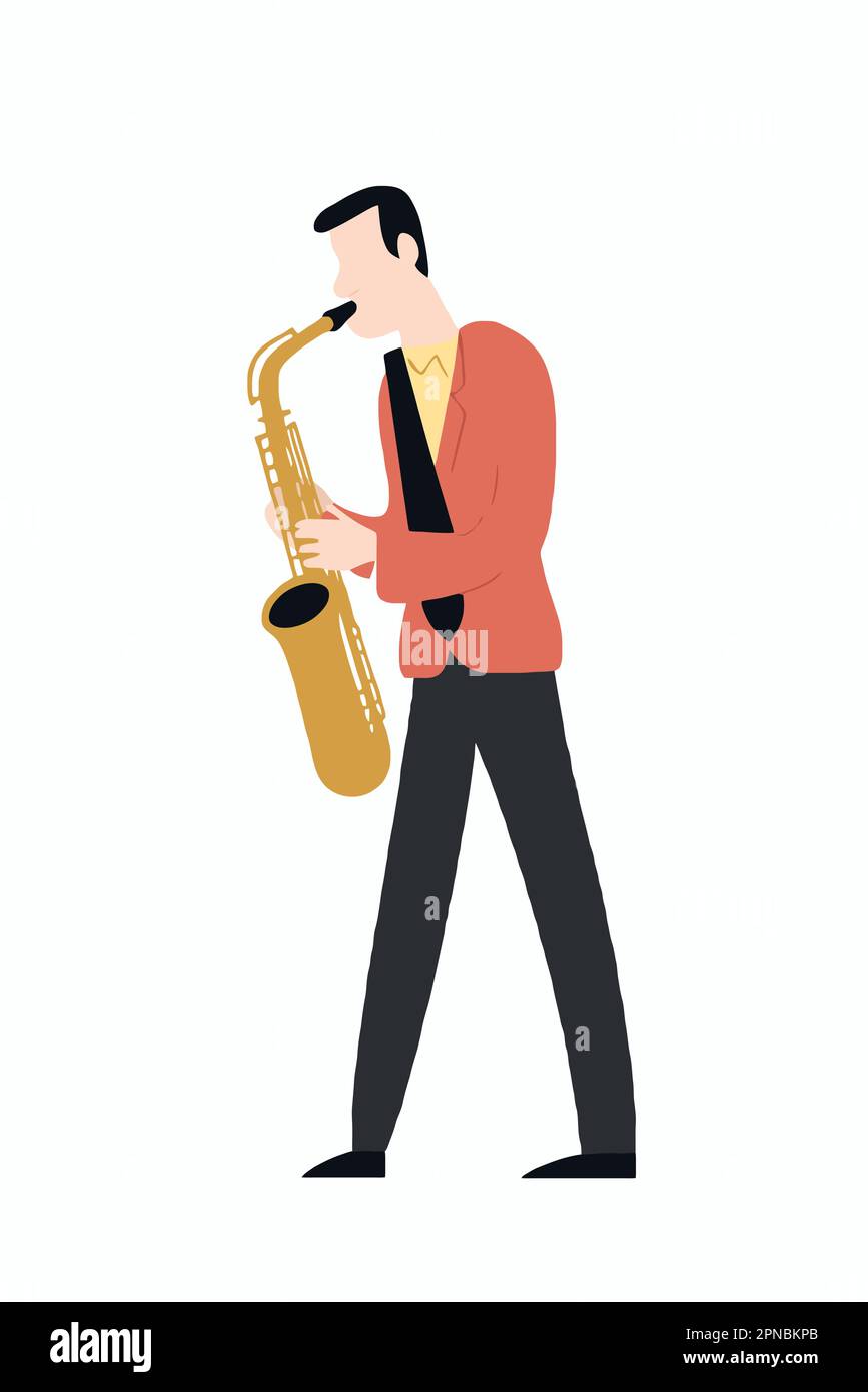 man playing saxophone instrument minimalistic vector illustration Stock ...