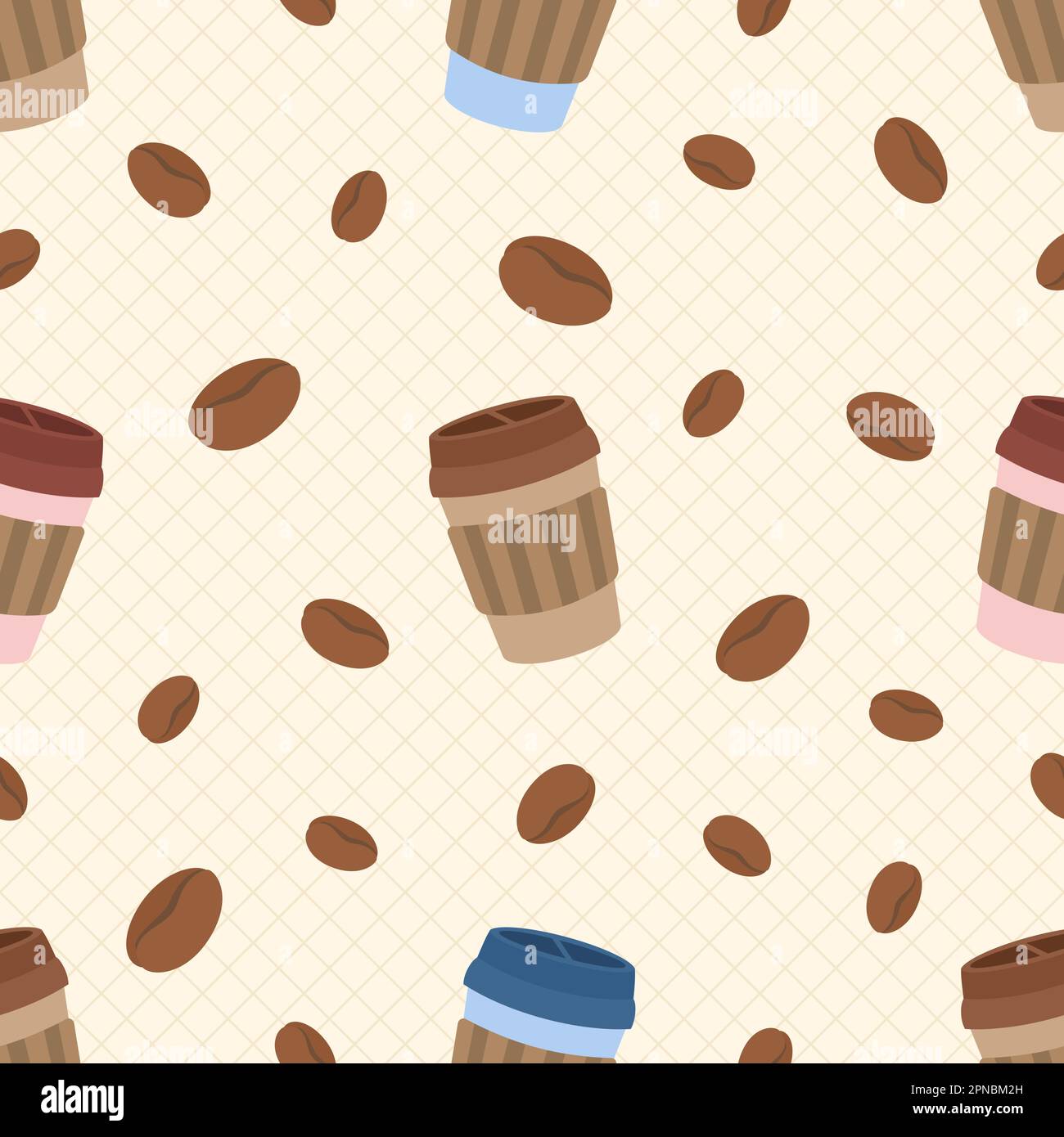Coffee cup beans seamless Stock Vector Images - Alamy
