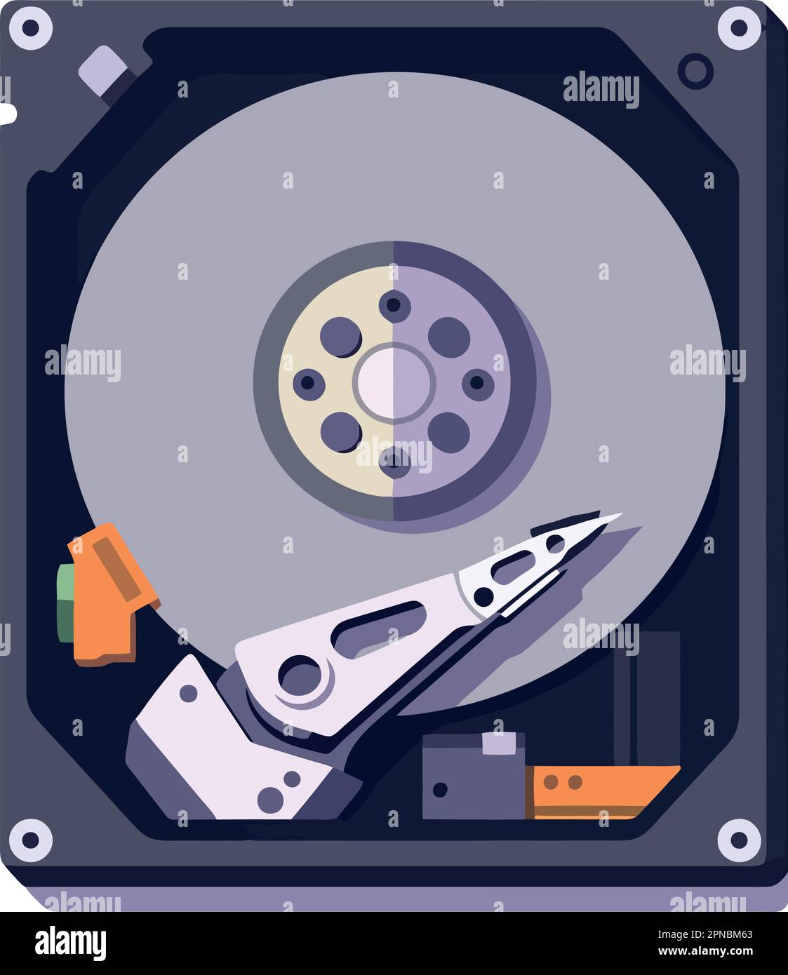 open modern hard drive minimalist vector illustration Stock Vector ...