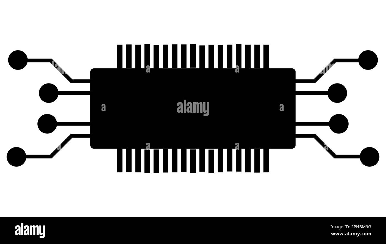 Silhouette of simple schematic chip or component for microcircuits ...