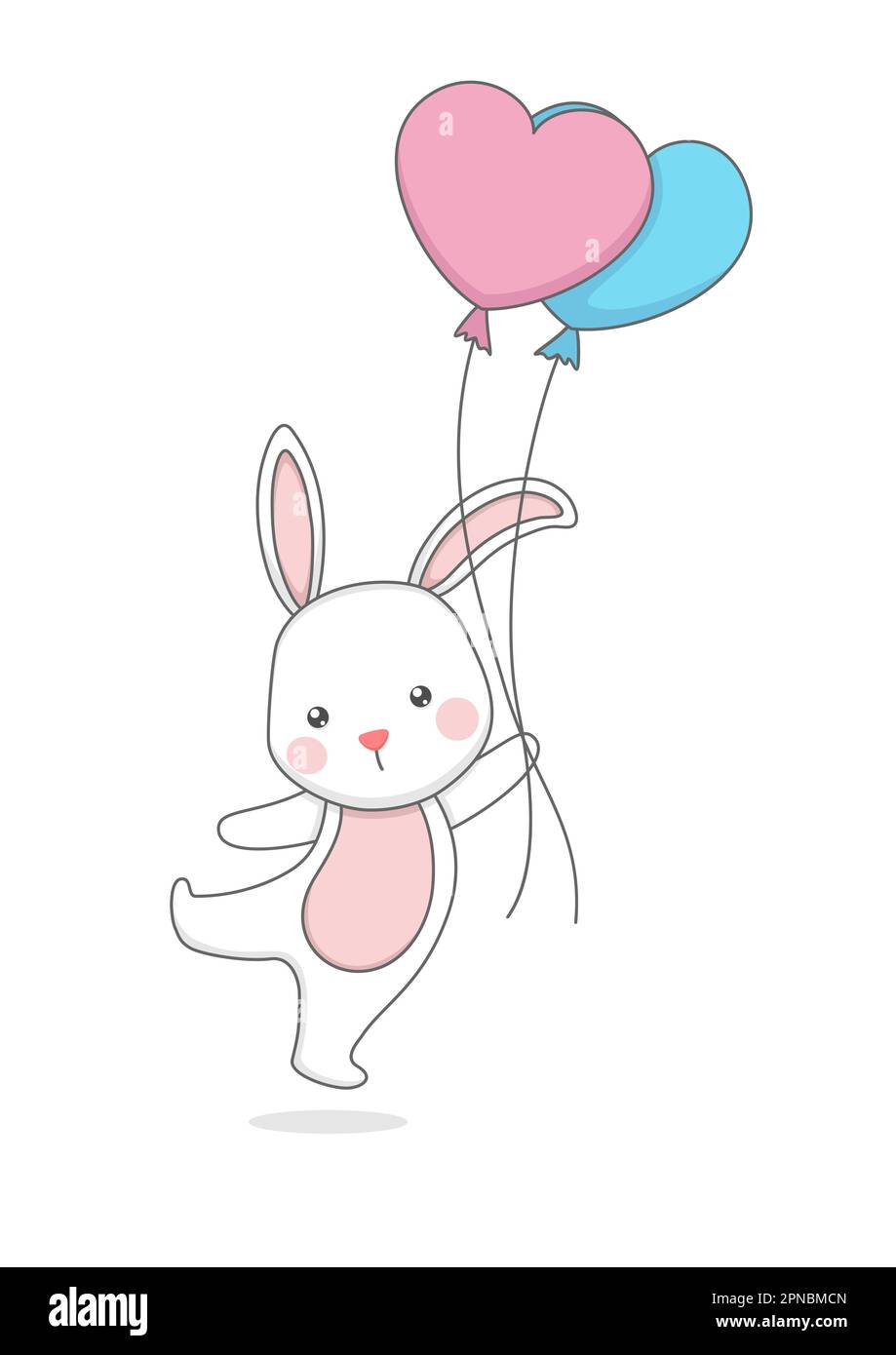 Cute Bunny Rabbit With Balloon Stock Vector Image & Art - Alamy