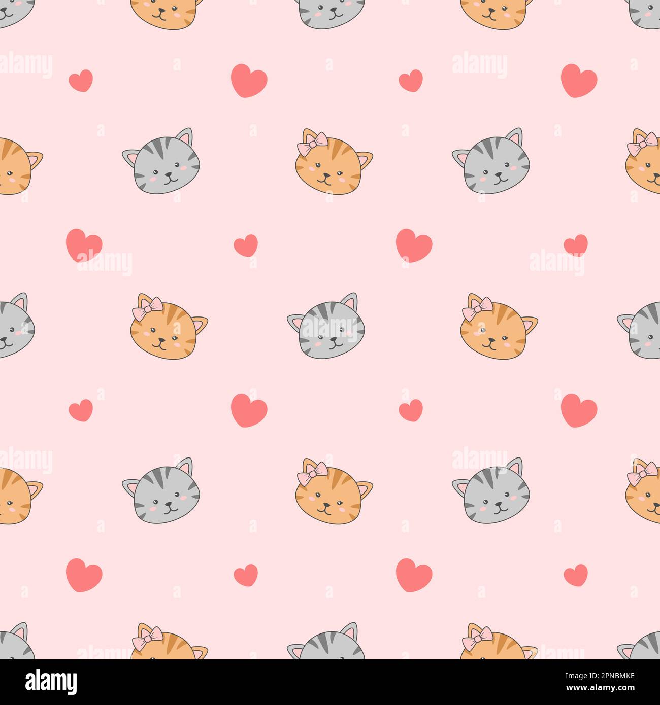 cute couple cat seamless pattern Stock Vector Image & Art - Alamy