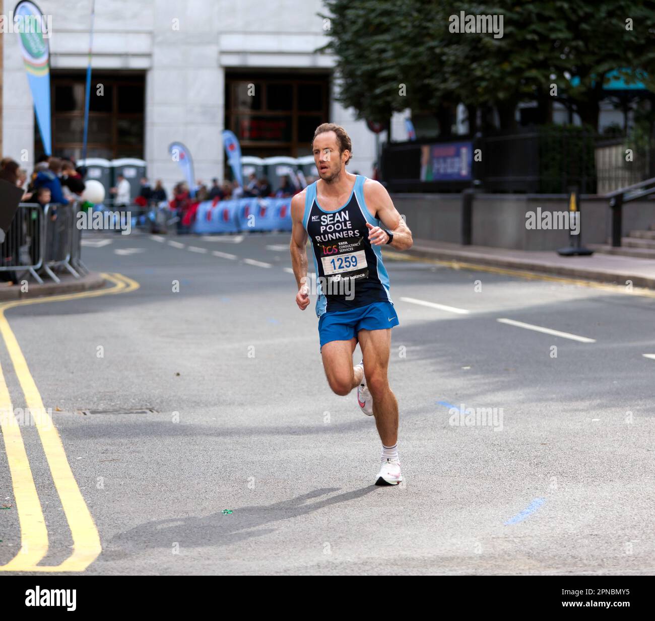 Sean Hogan passing through Cabot Square on his way to finish 2nd in the ...