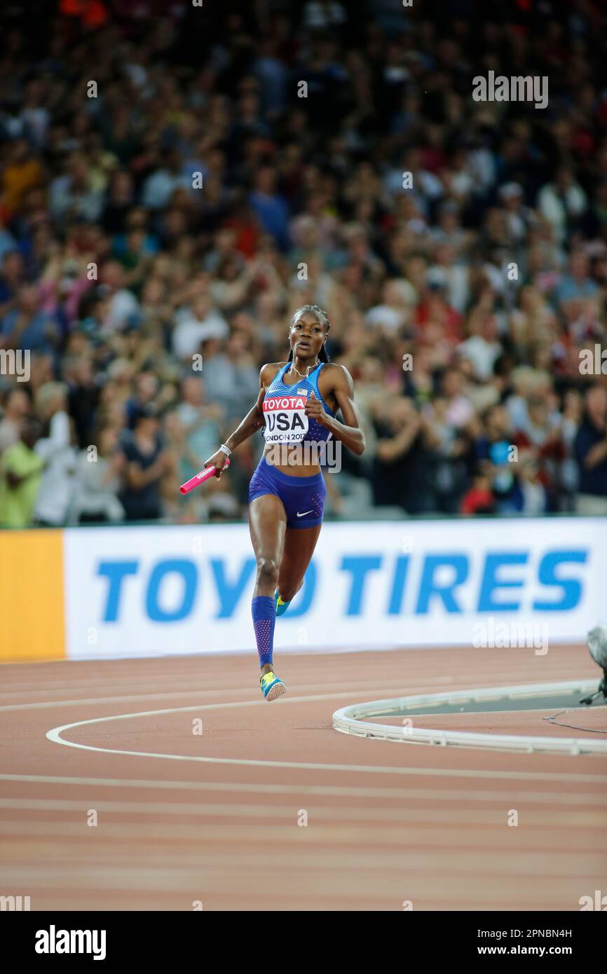 Shakima Wimbley participating in the London 2017 World Athletics ...