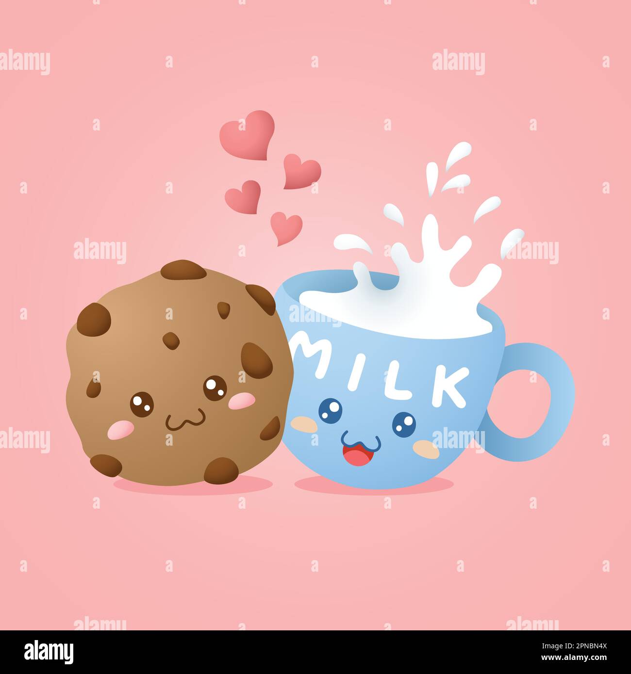 cute kawaii cookie and milk character Stock Vector Image & Art - Alamy