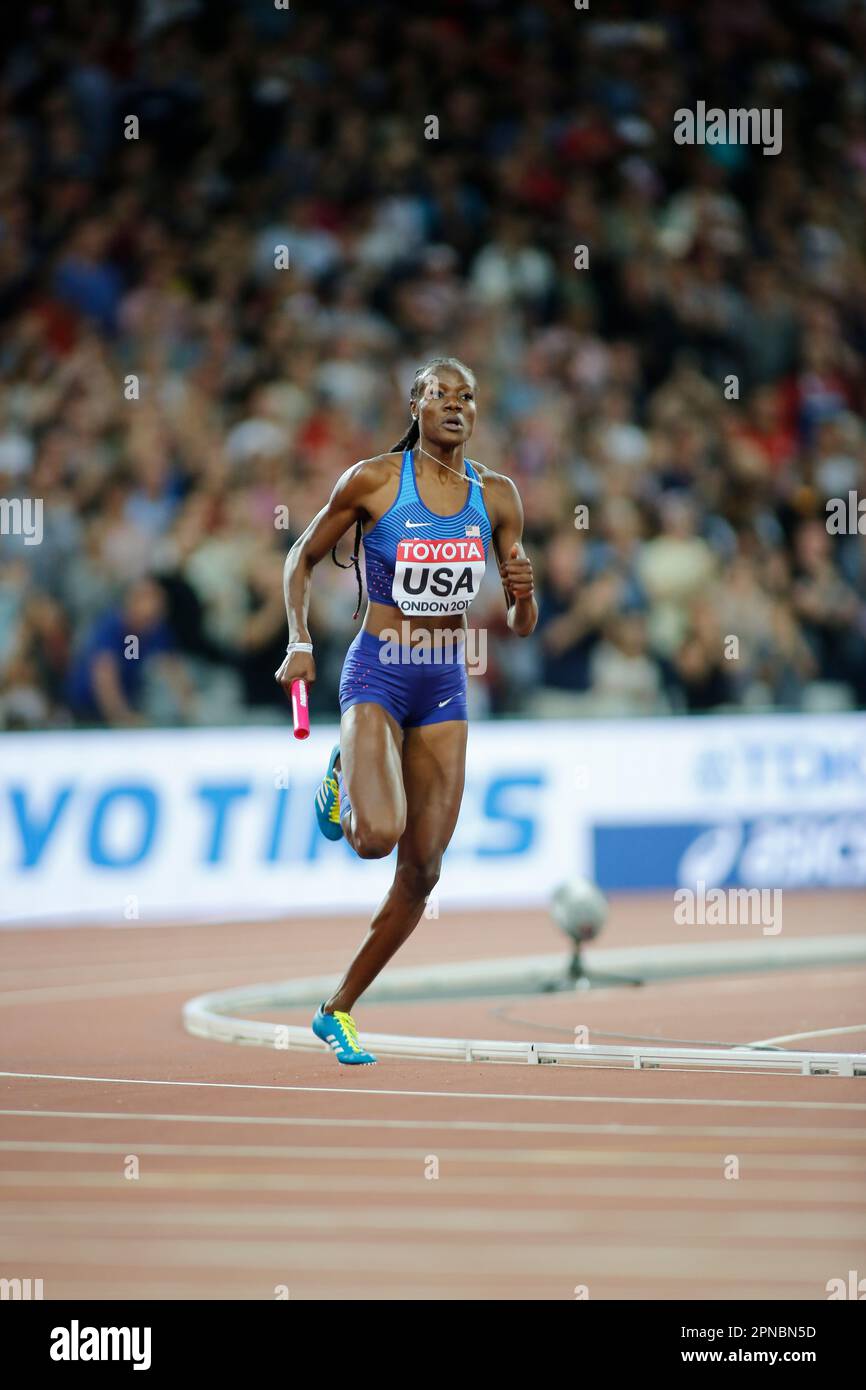 Shakima Wimbley participating in the London 2017 World Athletics ...