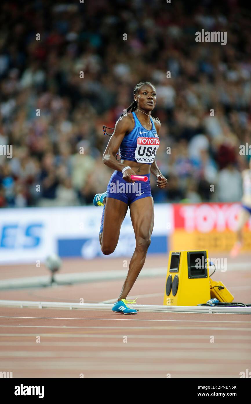 Shakima Wimbley participating in the London 2017 World Athletics ...