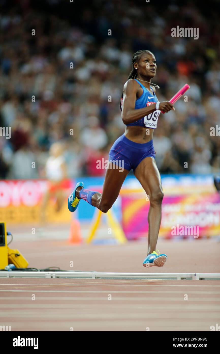 Shakima Wimbley participating in the London 2017 World Athletics ...