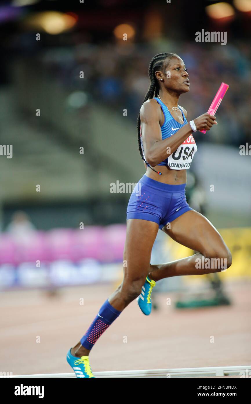 Shakima Wimbley participating in the London 2017 World Athletics ...