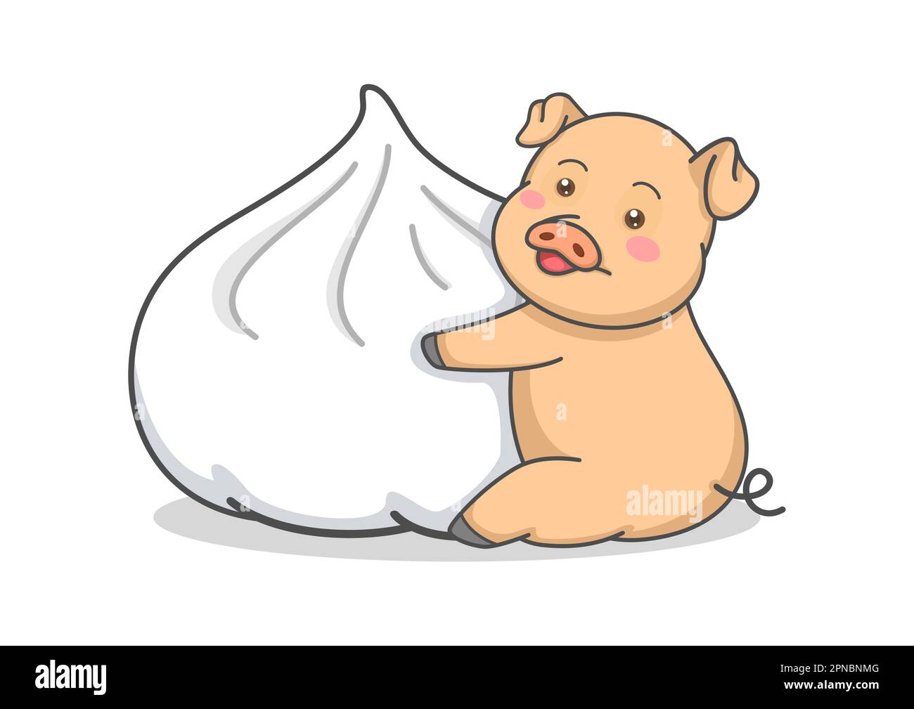 Cute Pig Hugging Steam Bun Stock Vector Image & Art - Alamy