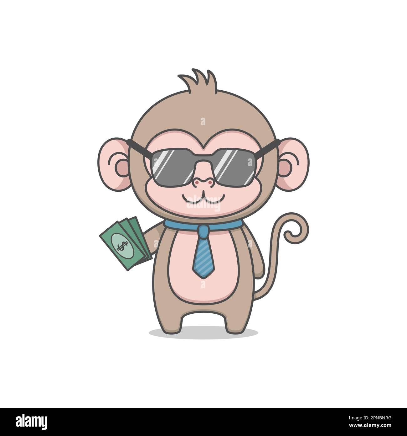 Cute Monkey With Sun Glasses And Money Stock Vector Image & Art - Alamy