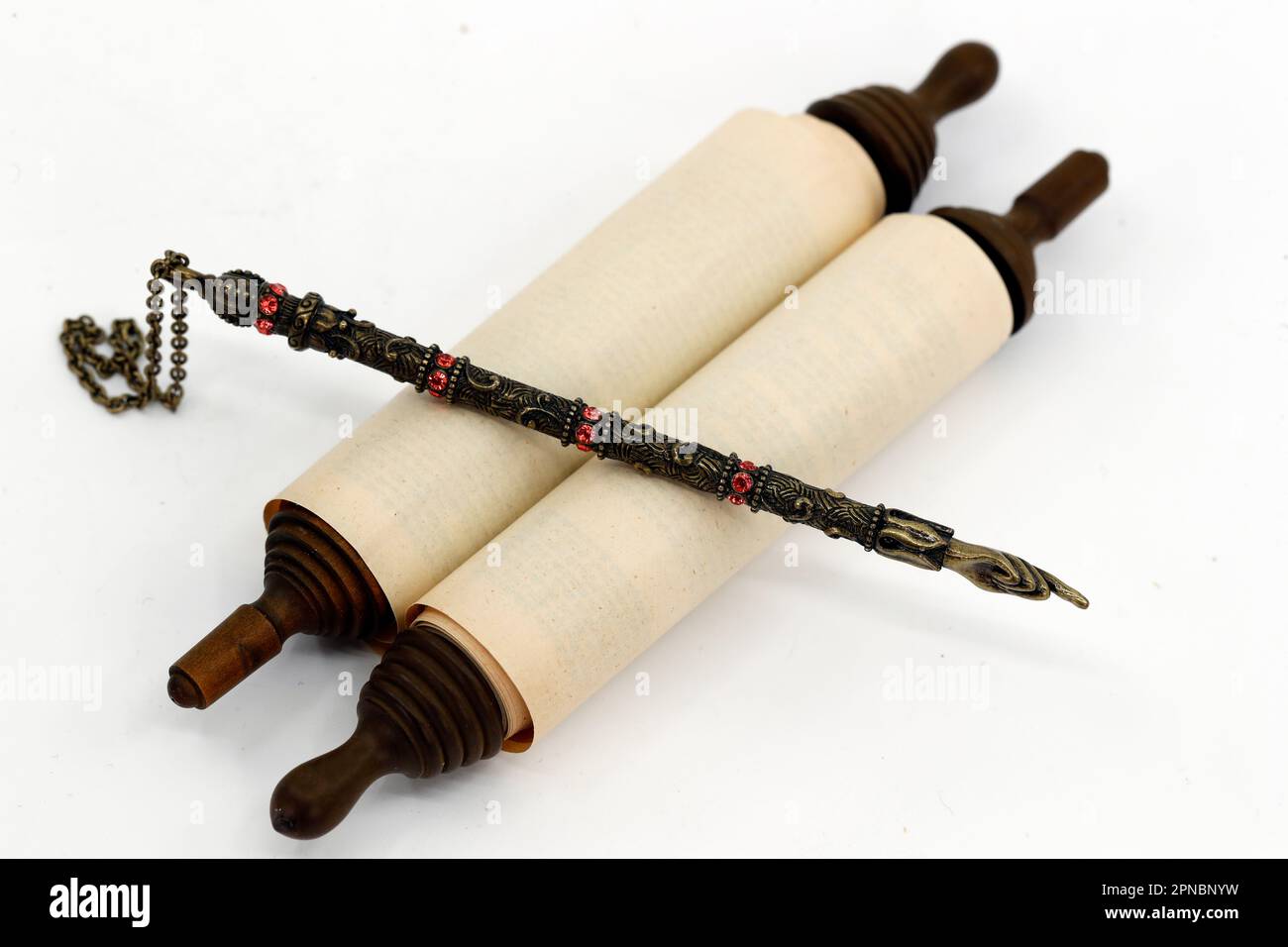 Traditional Torah scroll book and yad. Jewish symbols Stock Photo - Alamy