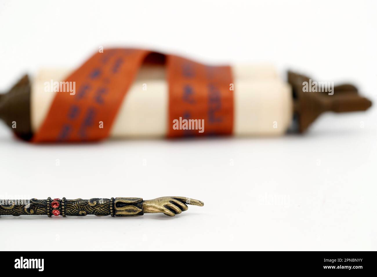 Traditional Torah scroll book and yad. Jewish symbols Stock Photo - Alamy