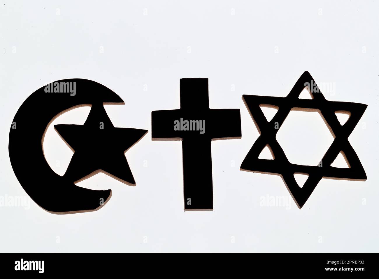 Equal rights concept: Equality of religions. A jewish star of david, an ...