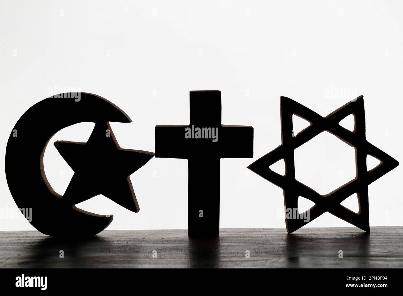Equal rights concept: Equality of religions. A jewish star of david, an ...
