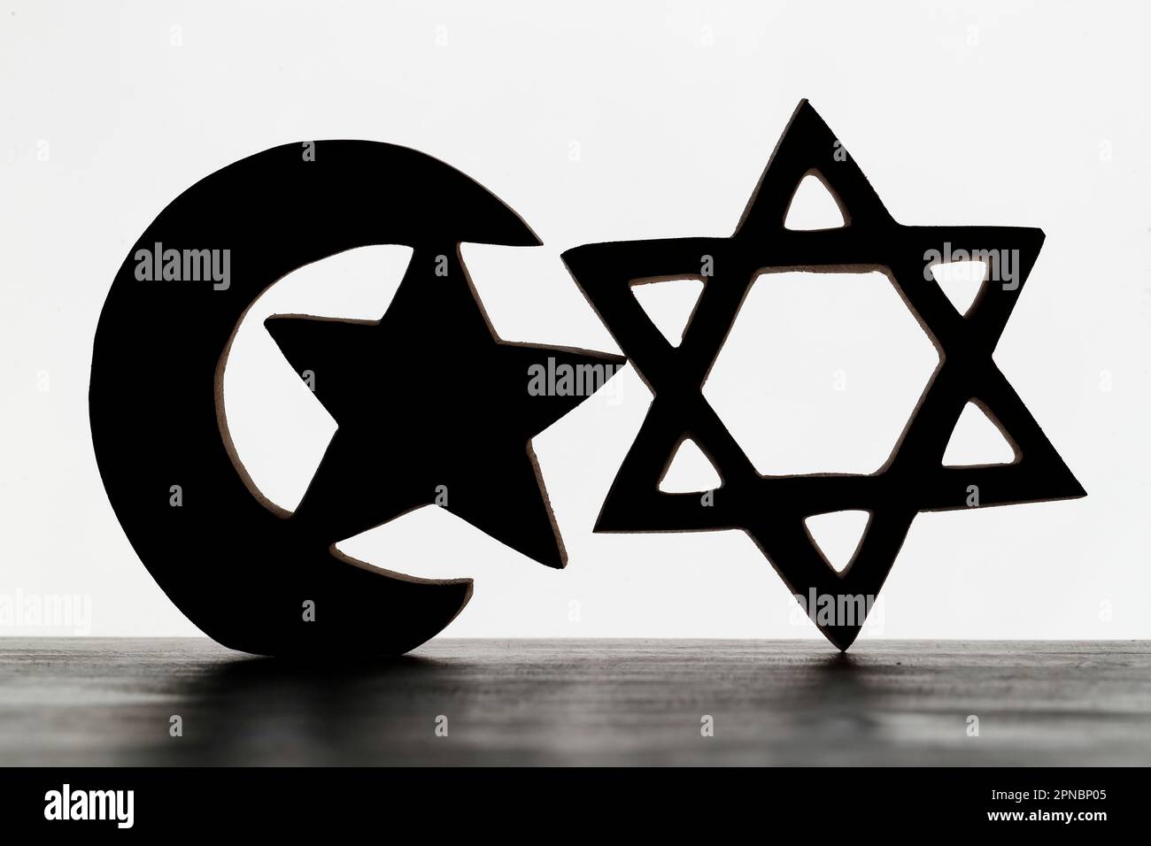 Judaism and islam. Religious discussion, dialogue concept. Star of ...