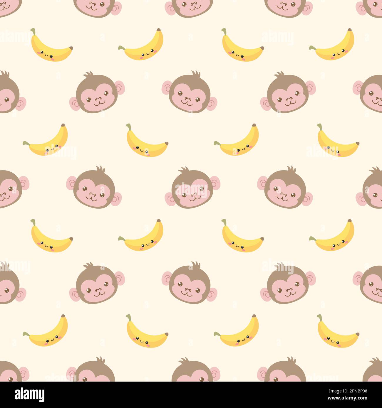 cute monkey and banana repeat seamless pattern Stock Vector Image & Art ...