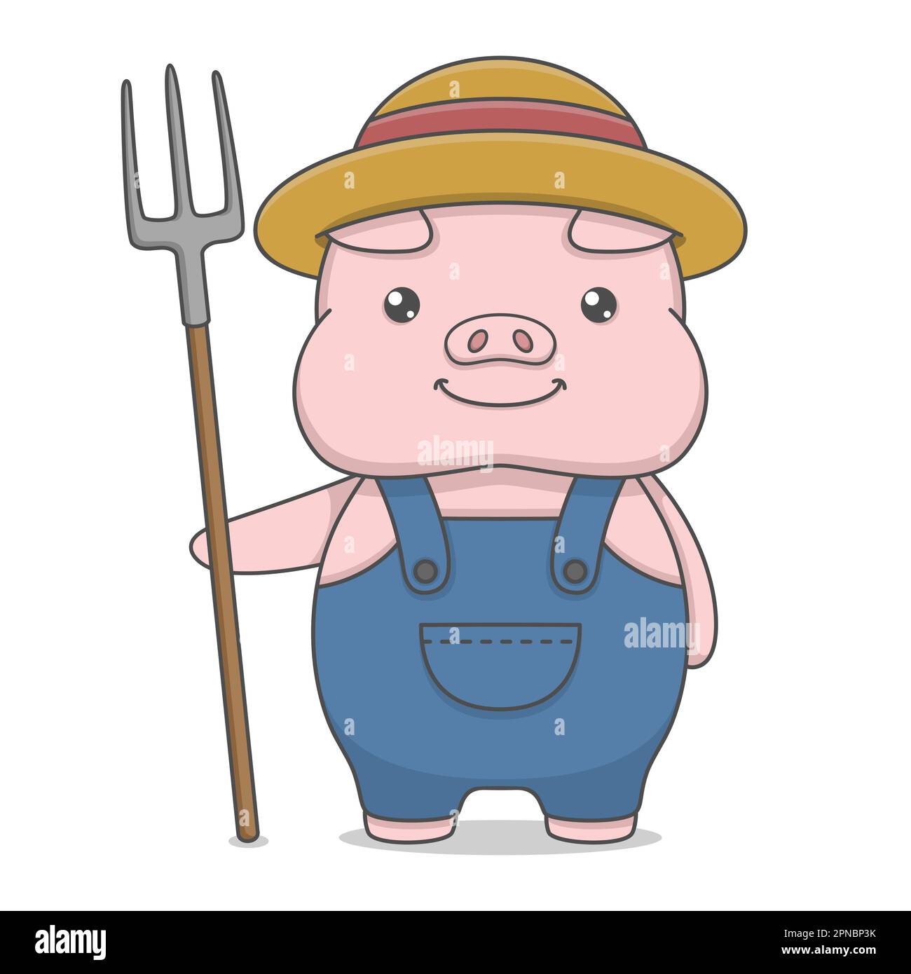 Cute Farmer Pig With Fork Stock Vector Image & Art - Alamy