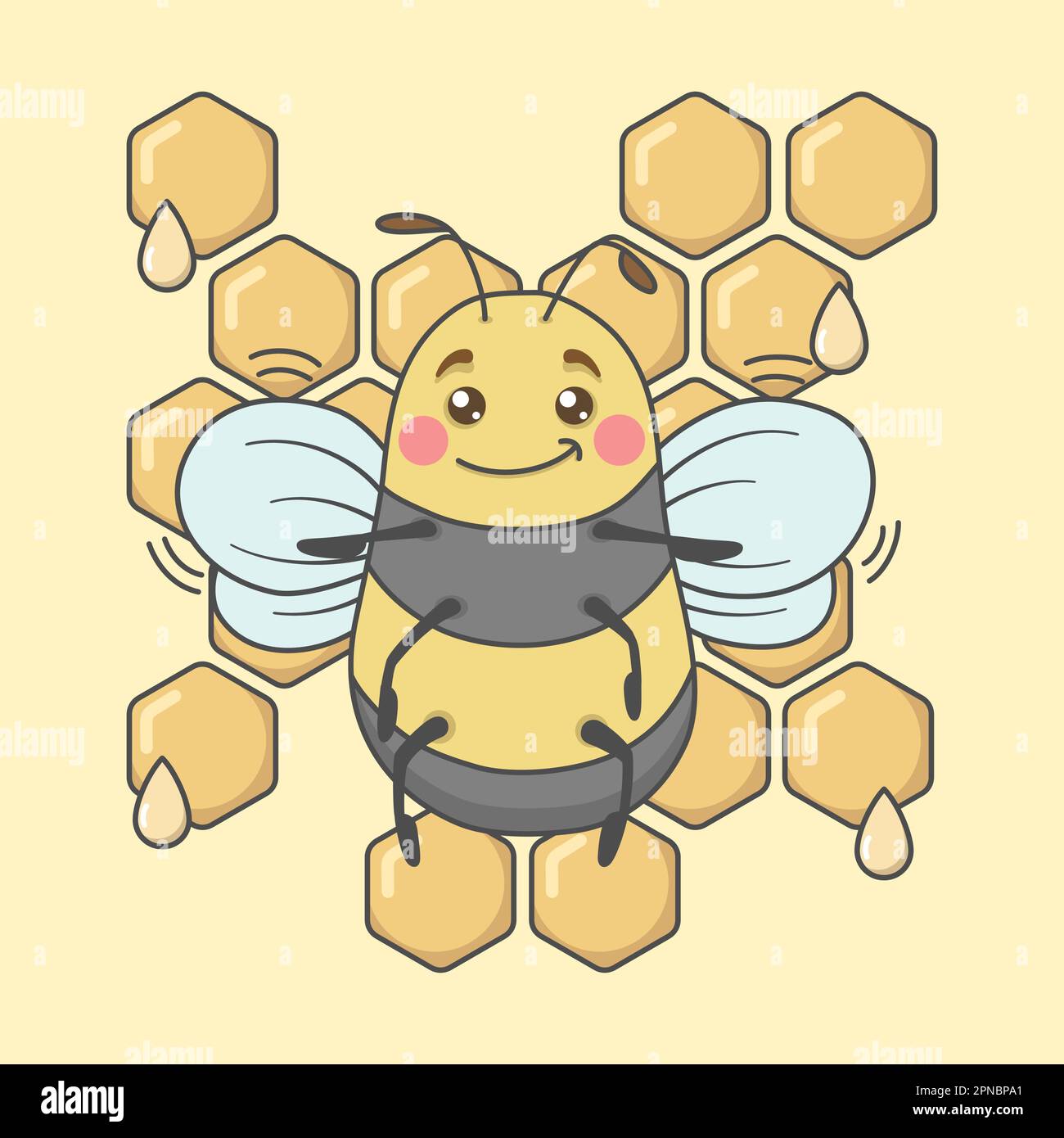 Cute Bee Facing Front With Honey Comb Stock Vector Image & Art - Alamy