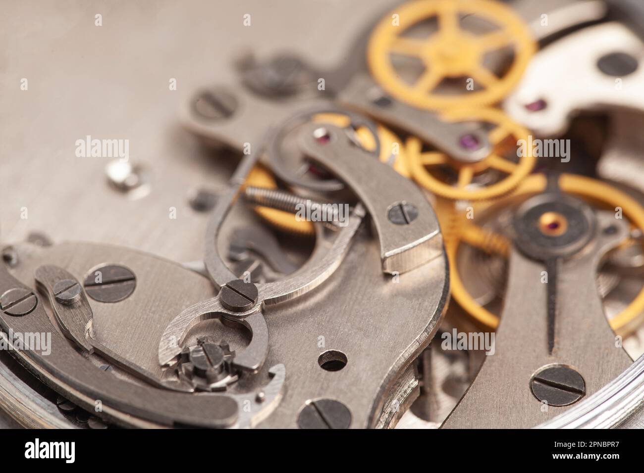 Mechanism, clockwork of a watch close-up. Vintage luxury background ...