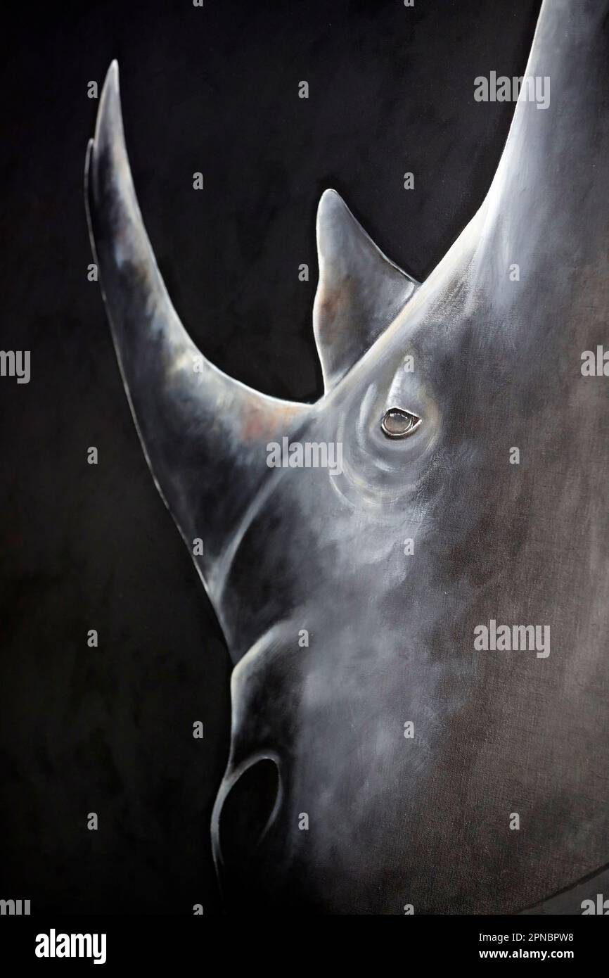 French artist Muriel Mollier Pierret painting in her gallery. Saint ...