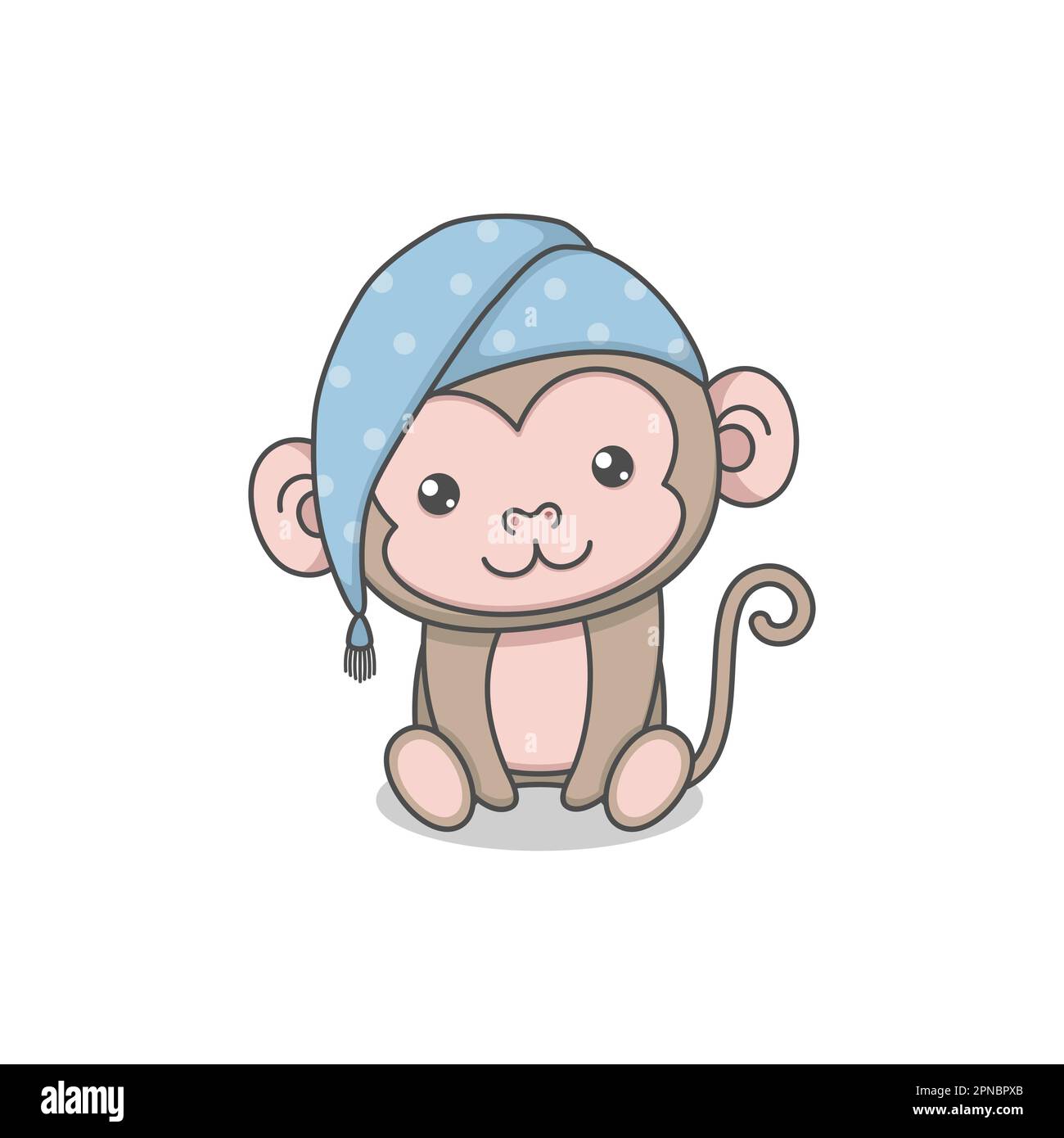 Cute Monkey Wearing Sleeping Hat Stock Vector Image & Art - Alamy