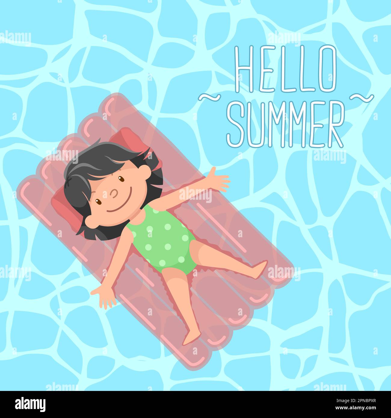 cute girl laying on floating bed hello summer Stock Vector Image & Art ...