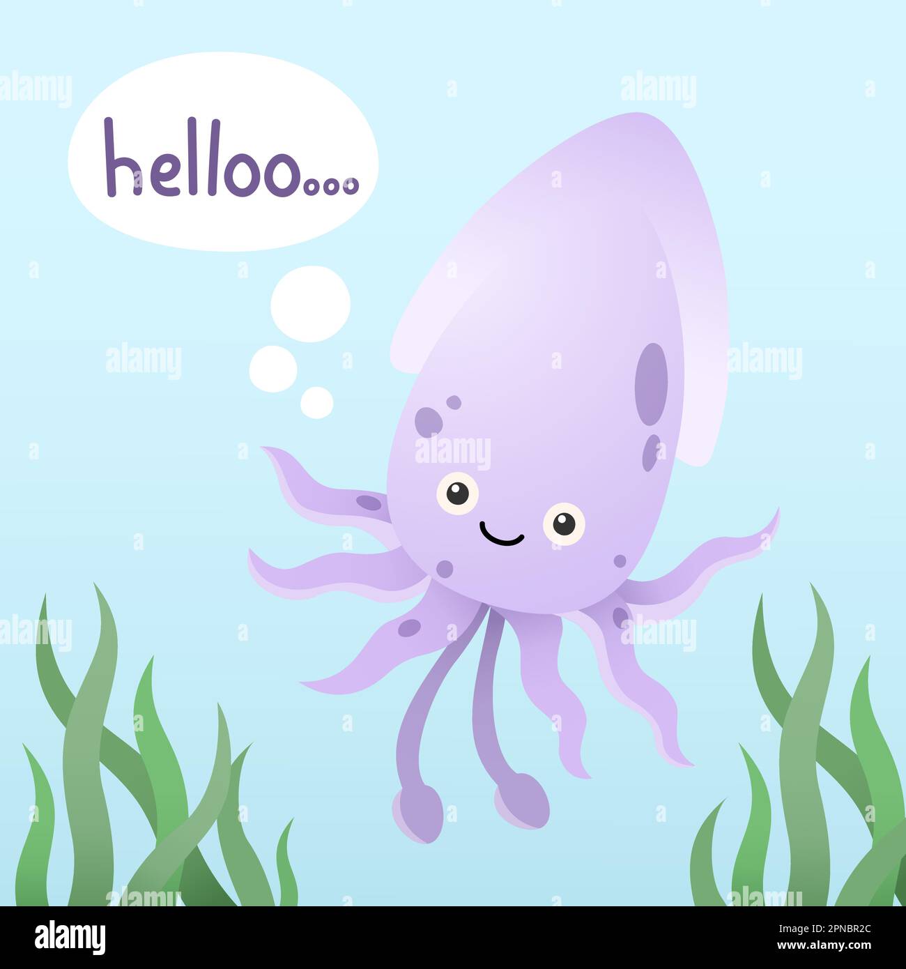 cute squid cuttlefish under the sea cartoon character Stock Vector ...