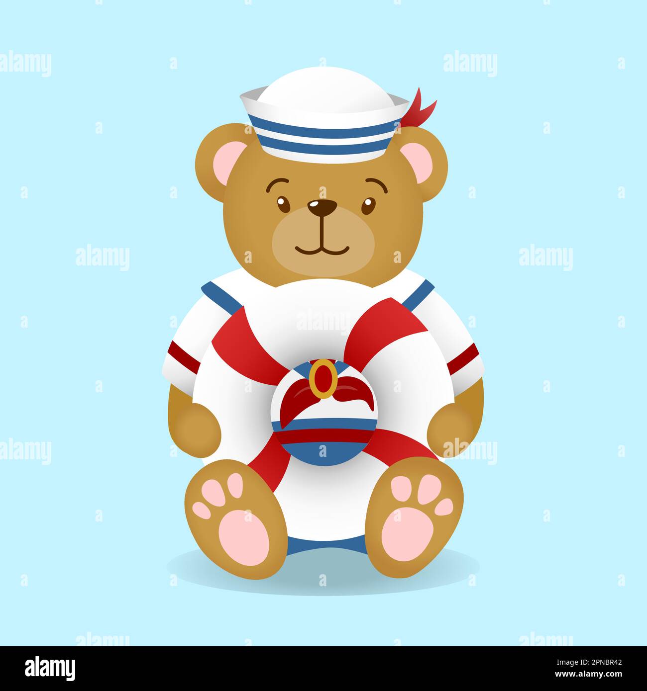 cute teddy bear wearing sailor uniform costume holding lifebuoy Stock ...