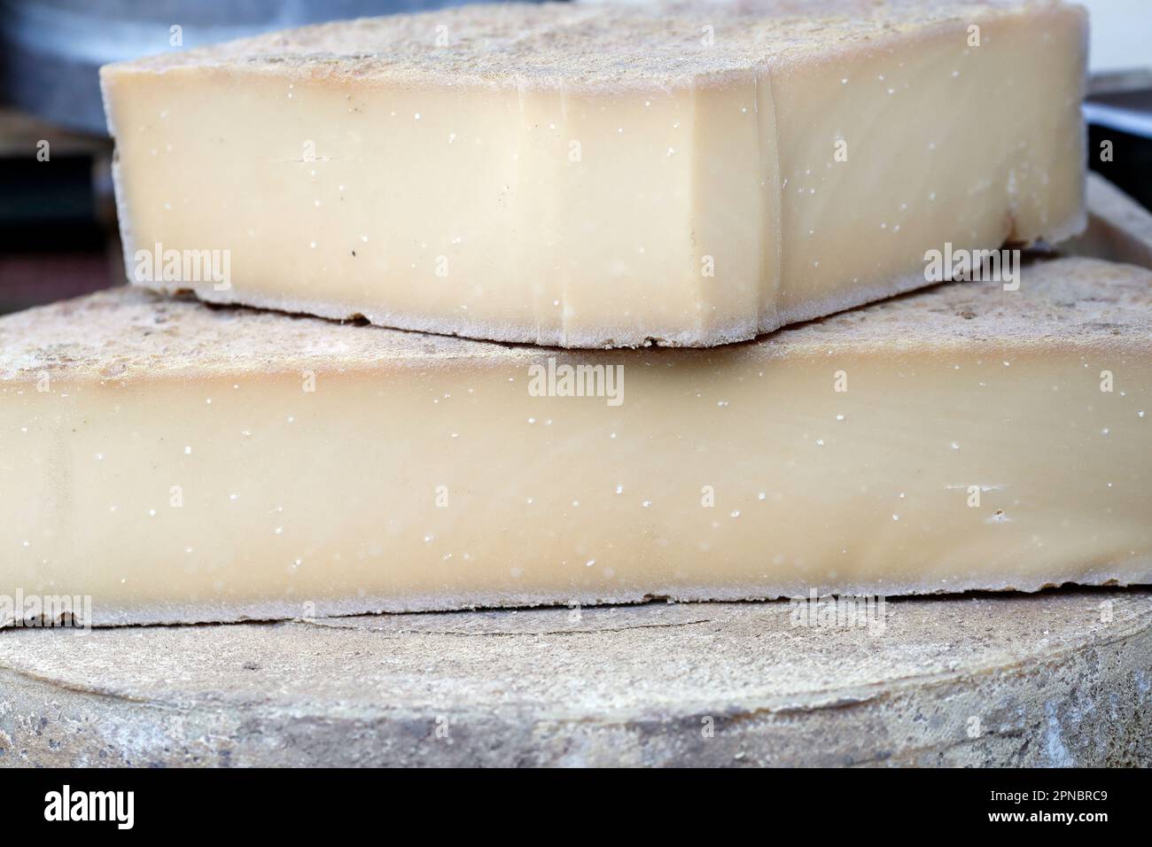 Traditional French cheese, Beaufort de Savoie. Mountain cheese for sale ...