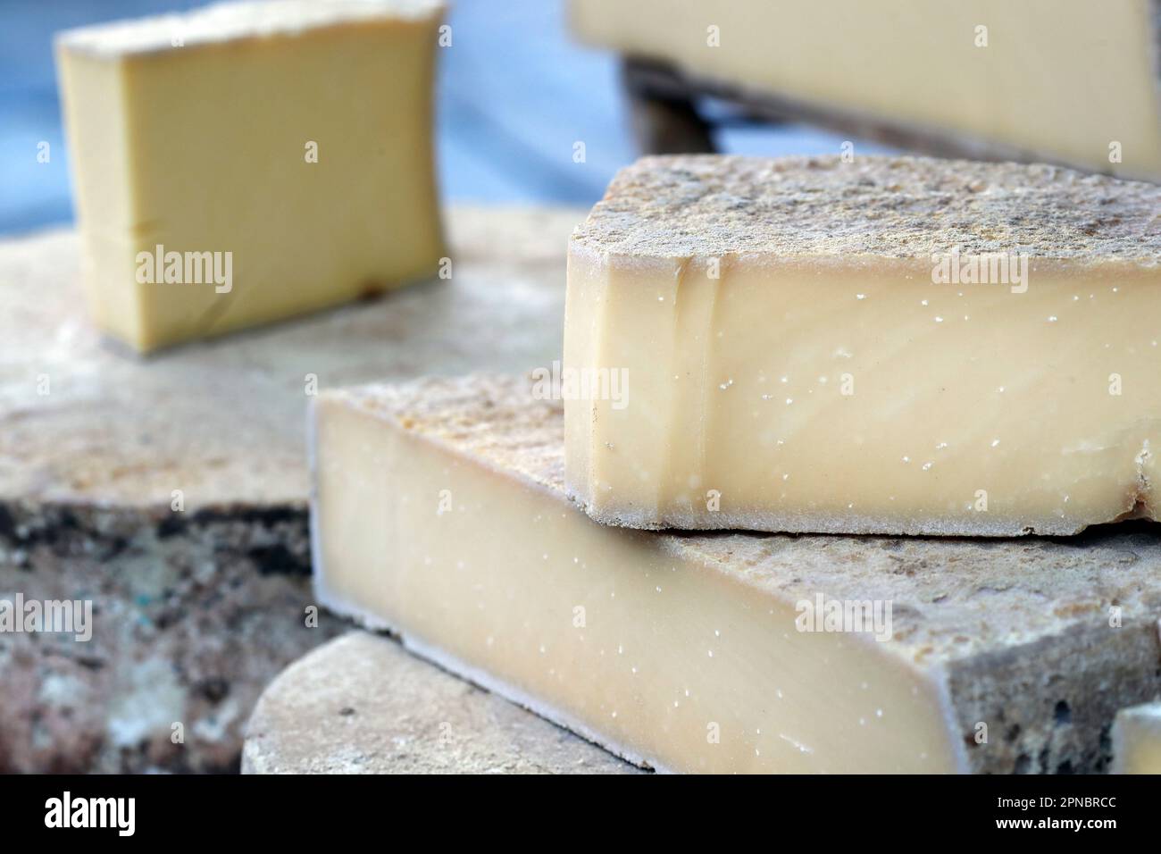 Traditional French cheese, Beaufort de Savoie. Mountain cheese for sale ...