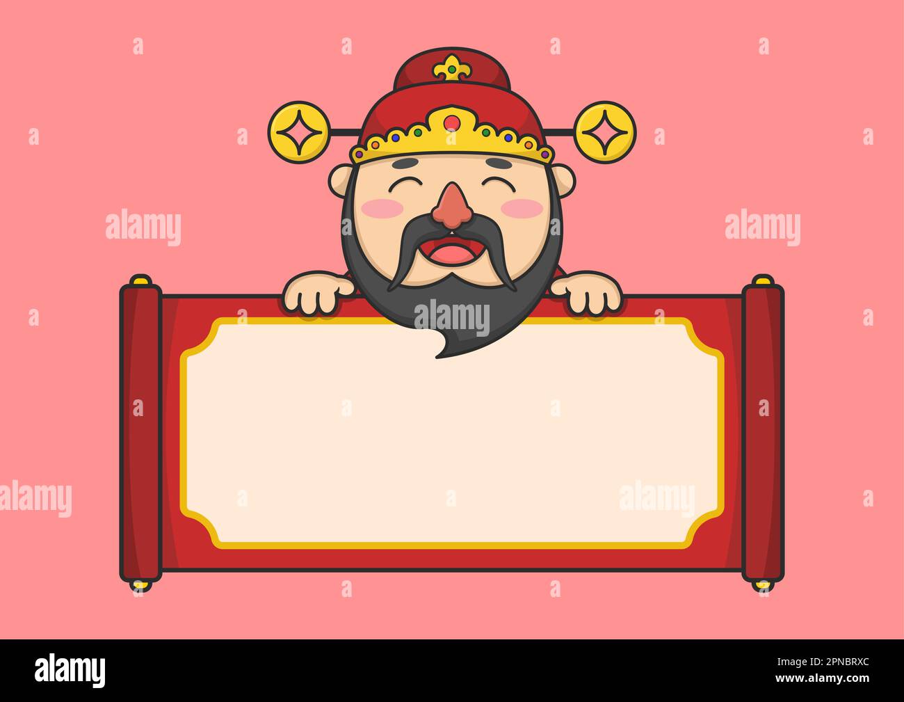 Chinese New Year Fortune God Behind Scroll Stock Vector Image & Art - Alamy