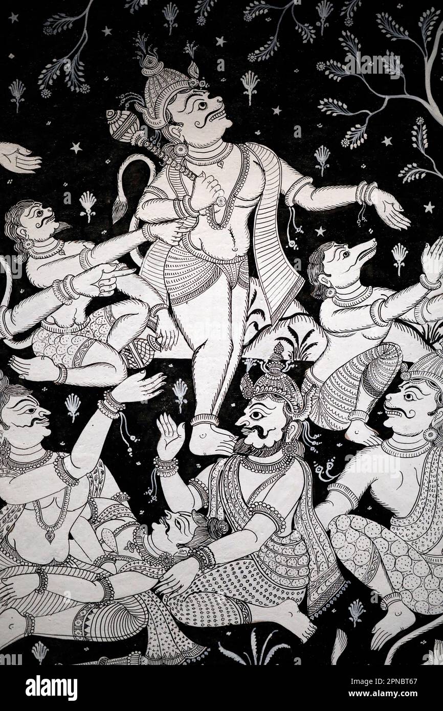 Asian Civlisations Museum. Ramayana scene, Hanuman brings sanjeevani, a ...