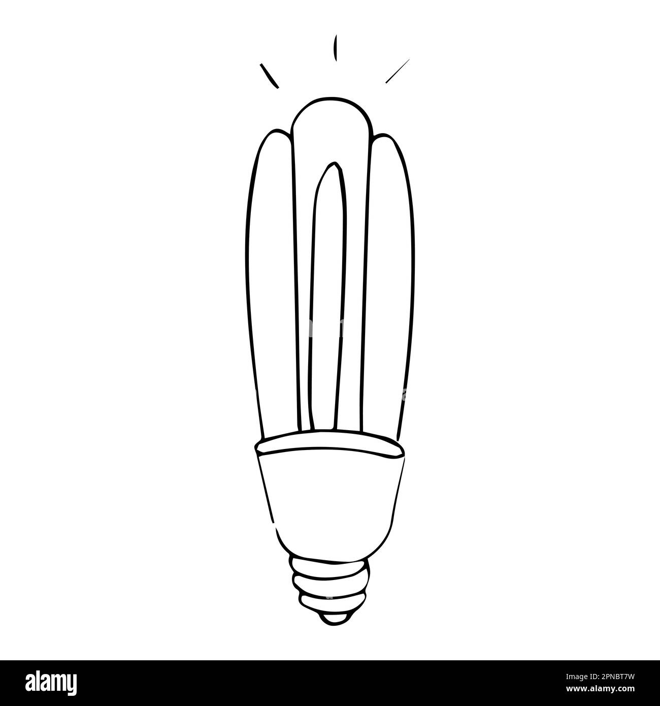 Bulb lamp doodle cartoon comic electricity isolated on white background ...
