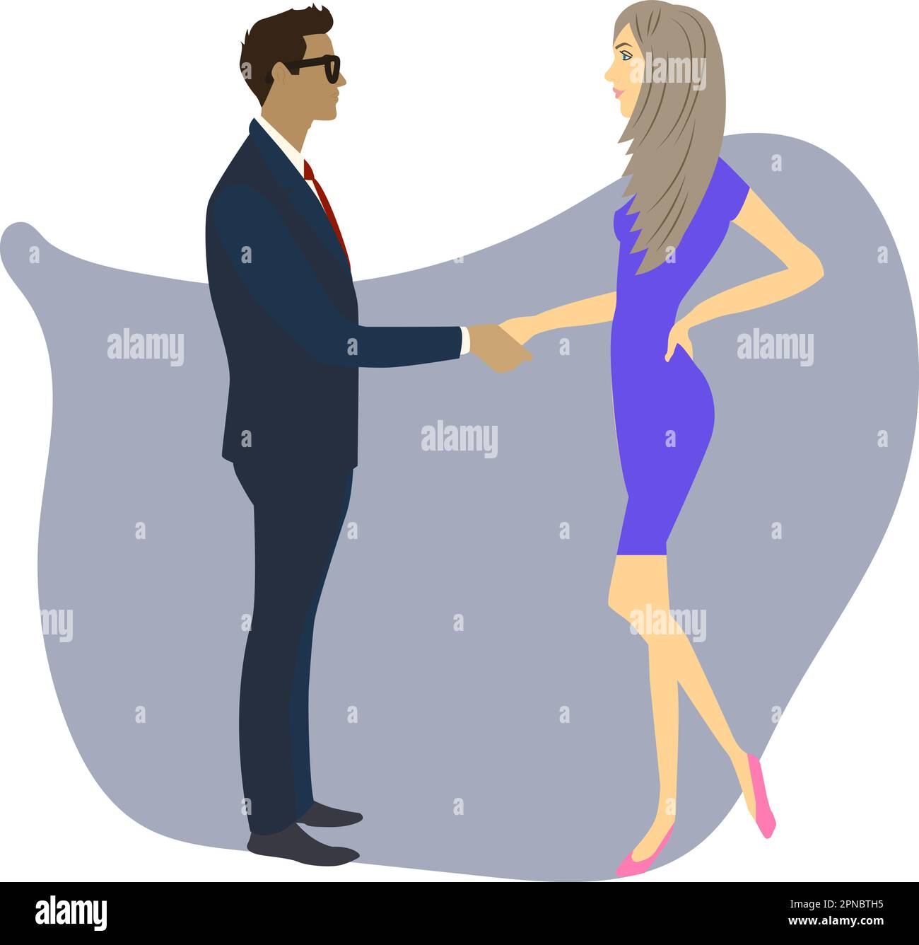 Cartoon man woman shaking hi-res stock photography and images - Alamy