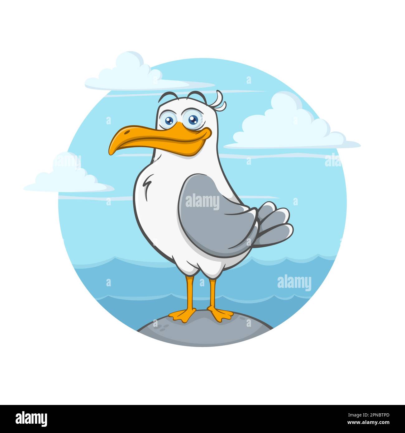 Cartoon Seagull Bird With Background Stock Vector Image & Art - Alamy