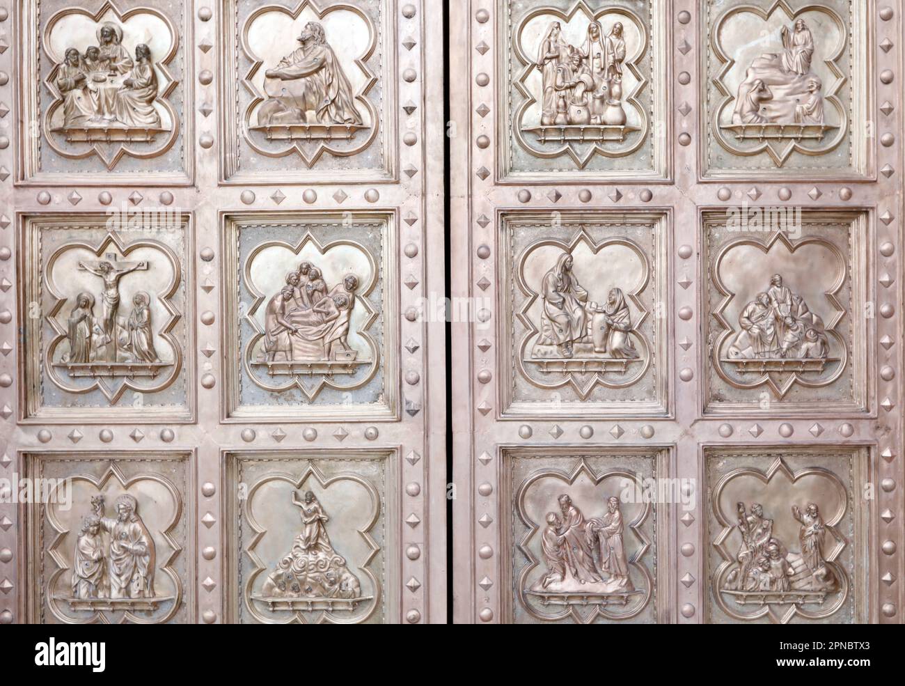 Song Vinh Church. Main portal with New testament scenes. Vietnam Stock ...