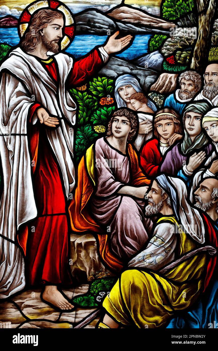 Song Vinh Church. Stained glass. Jesus : the sermon on the Mount ...