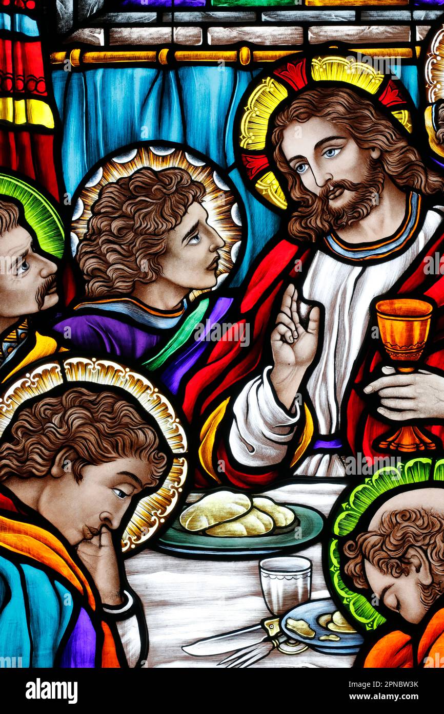 Song Vinh Church. Stained glass. The Last Supper. The final meal that ...