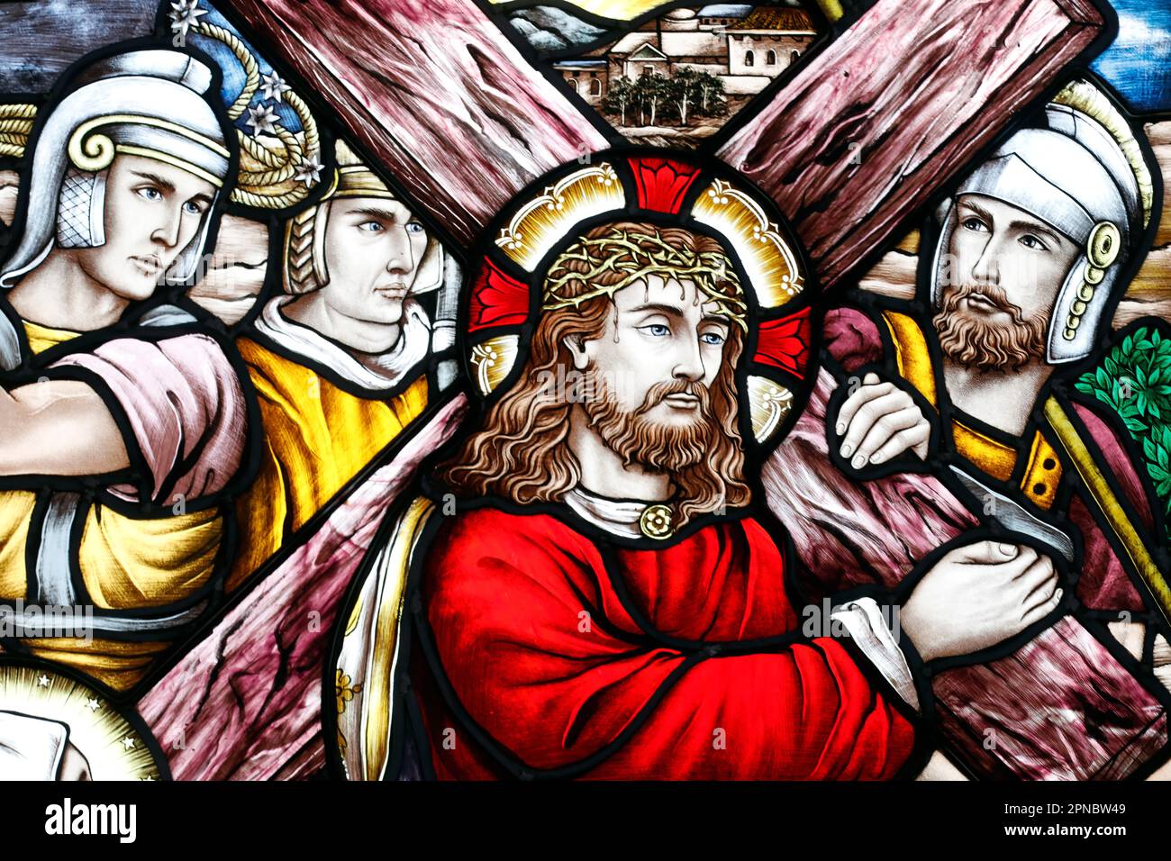 Stations of the cross stained glass hi-res stock photography and images ...