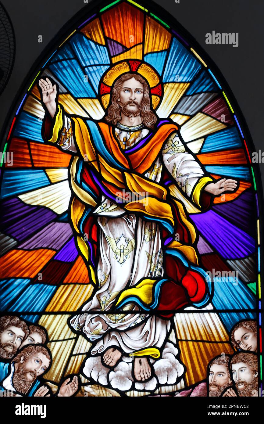 Song Vinh Church. Stained glass. The Ascension of Jesus Christ in ...