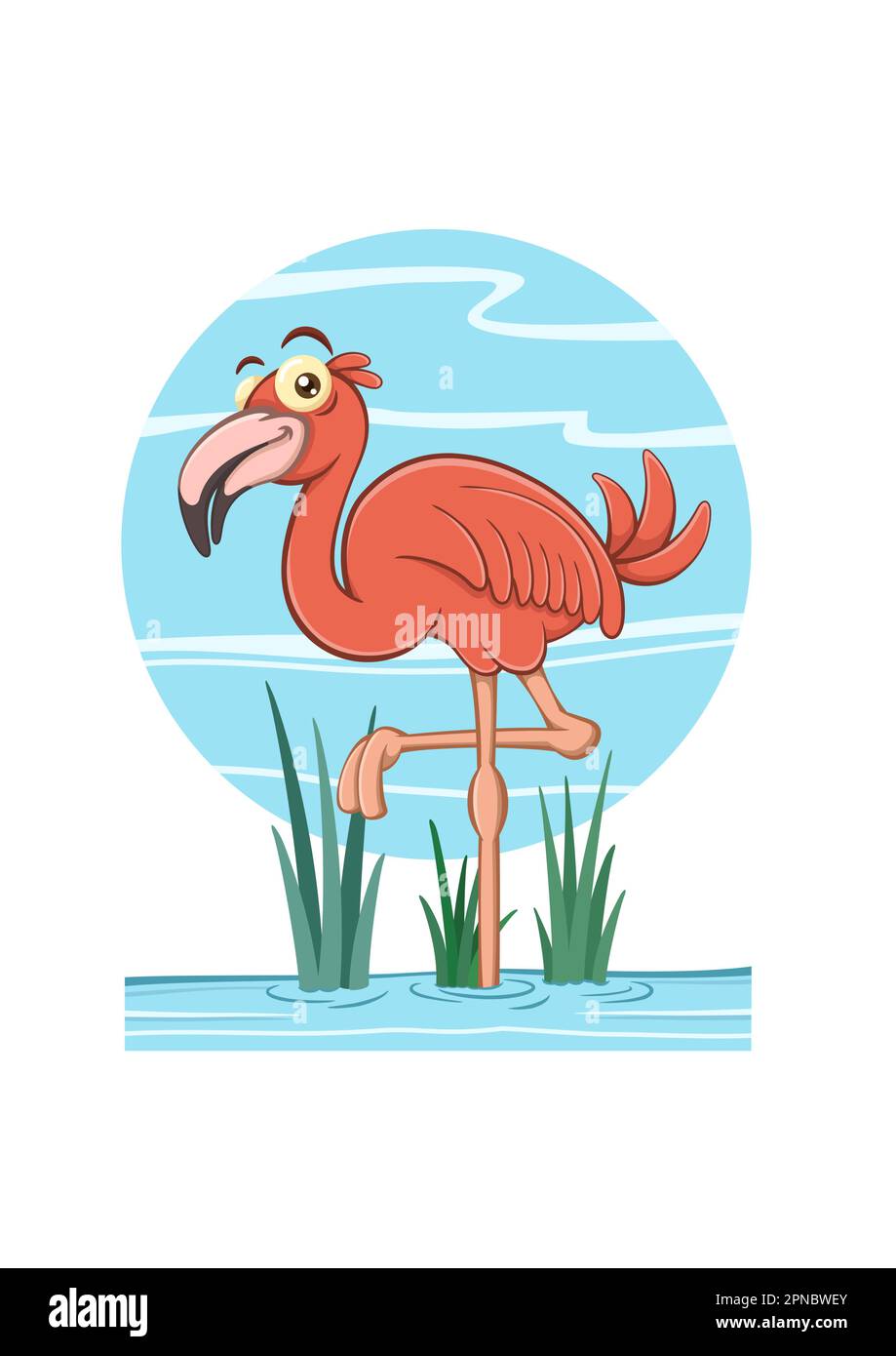 Cartoon Flamingo Bird With Background Stock Vector Image & Art - Alamy