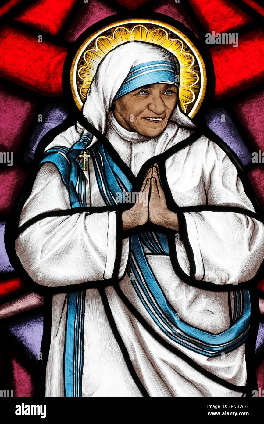 Song Vinh Church. Stained glass. Mother Teresa or Saint Teresa of ...