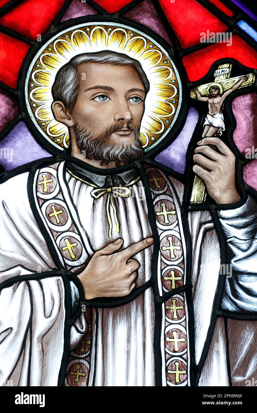 Song Vinh Church. Stained glass. Roman Catholic missionary St Francis ...