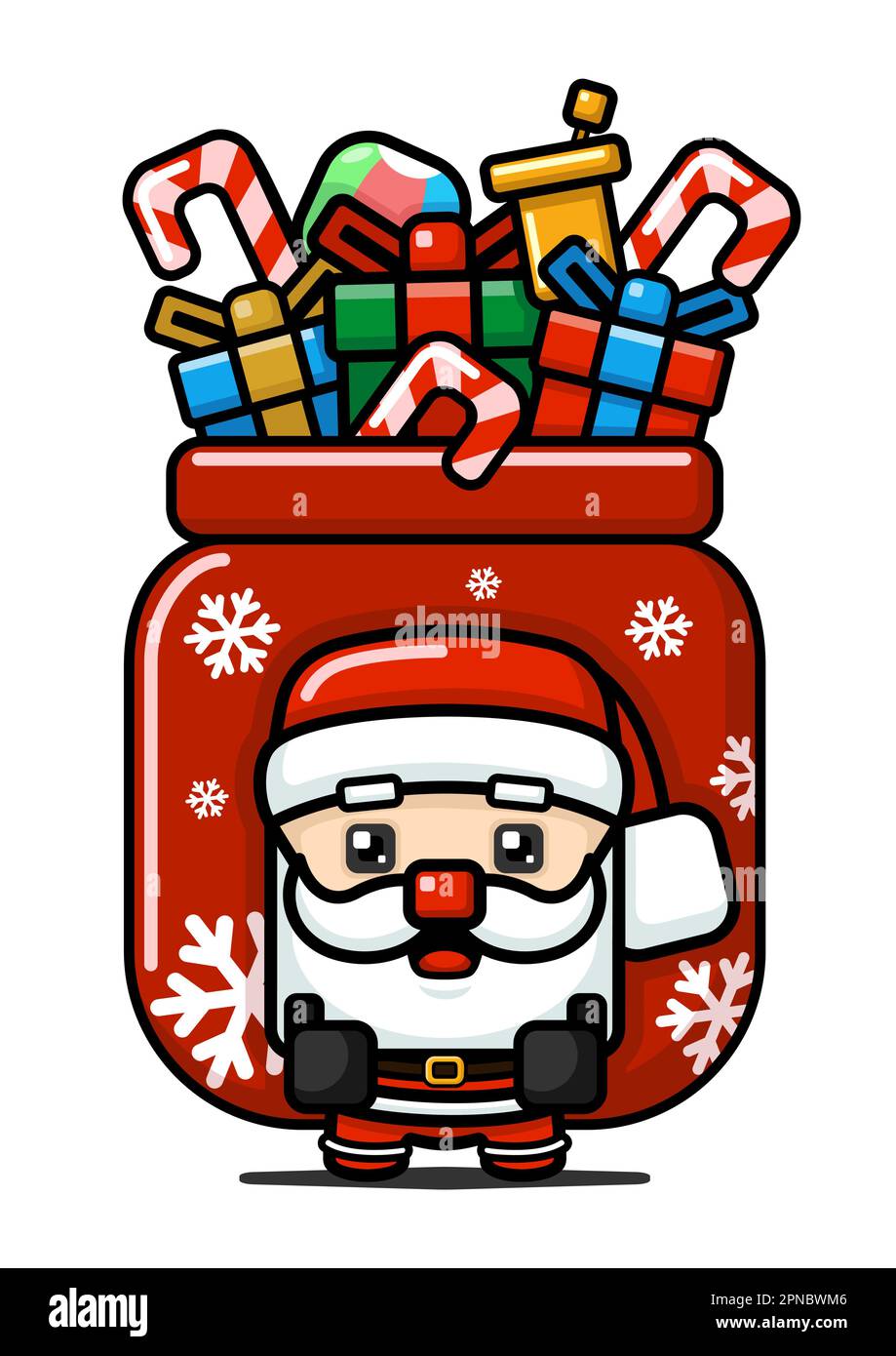 Cube Style Cute Santa Claus Carrying Big Presents Bag Stock Vector ...